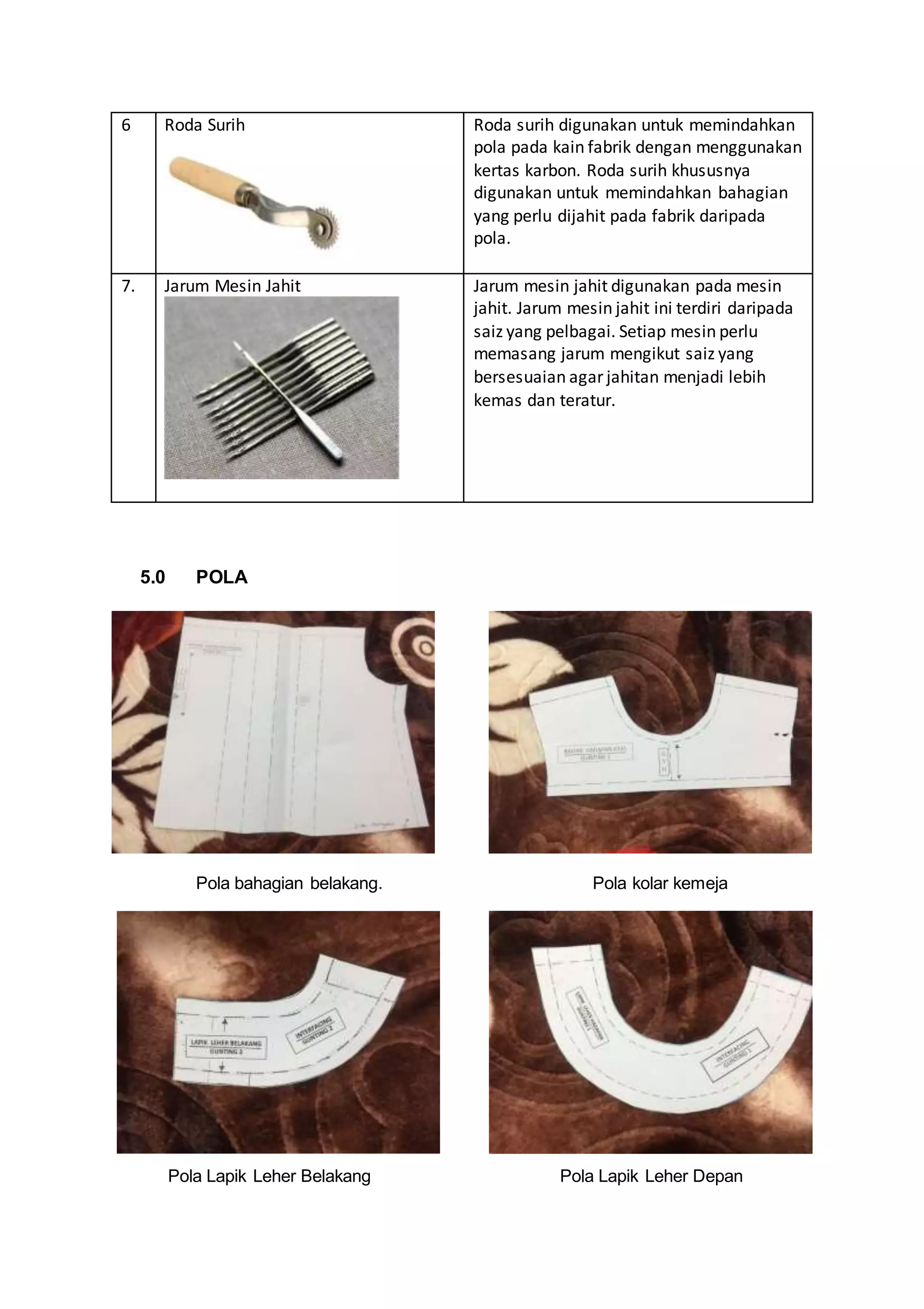 rekod kerja jahitan | DOCX