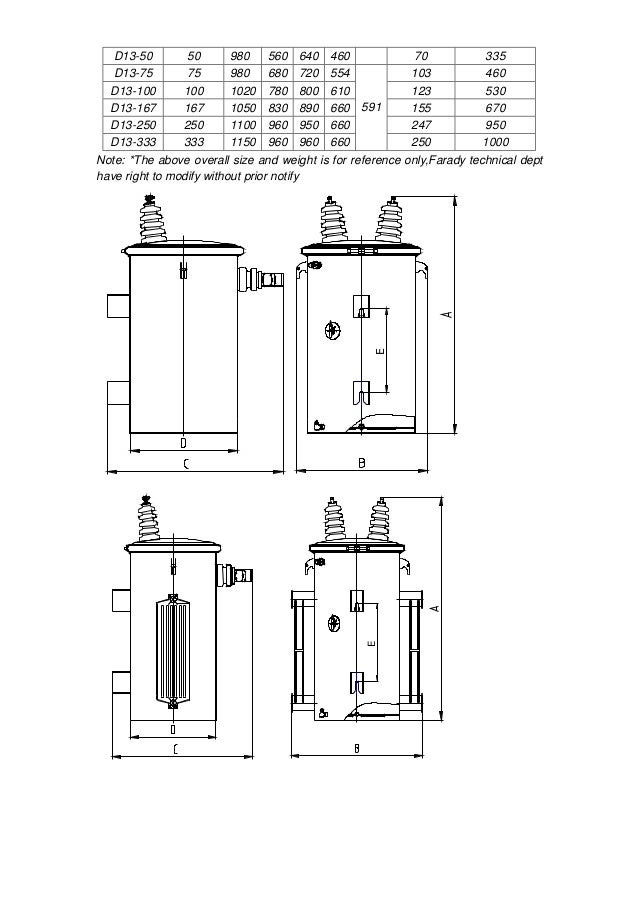 Pole mounted distribution transformer