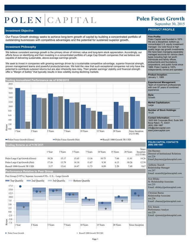 Polen Focus Growth Factsheet Sept 2015 (Institutional) | PDF | Stocks ...