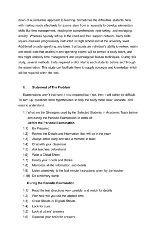 Strategies used by Selected Grade 12 Students in Academic Track Before ...