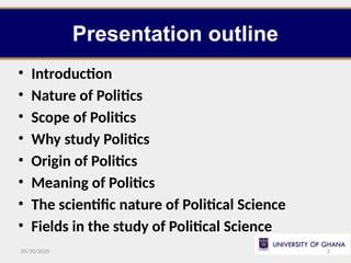 the nature and scope of political science | PPTX