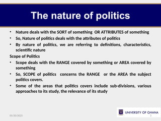 the nature and scope of political science | PPTX