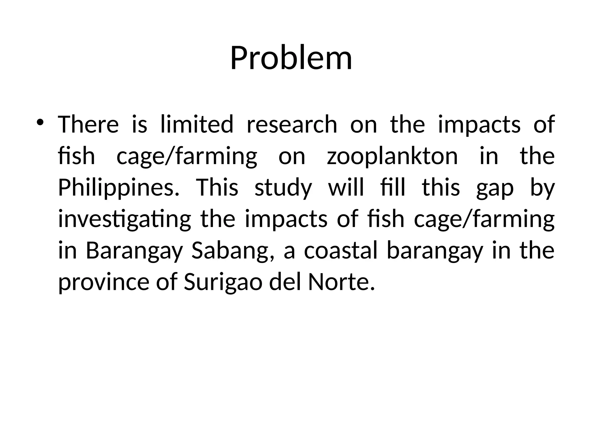 Impacts of fish cages/farming on the species composition | PPTX