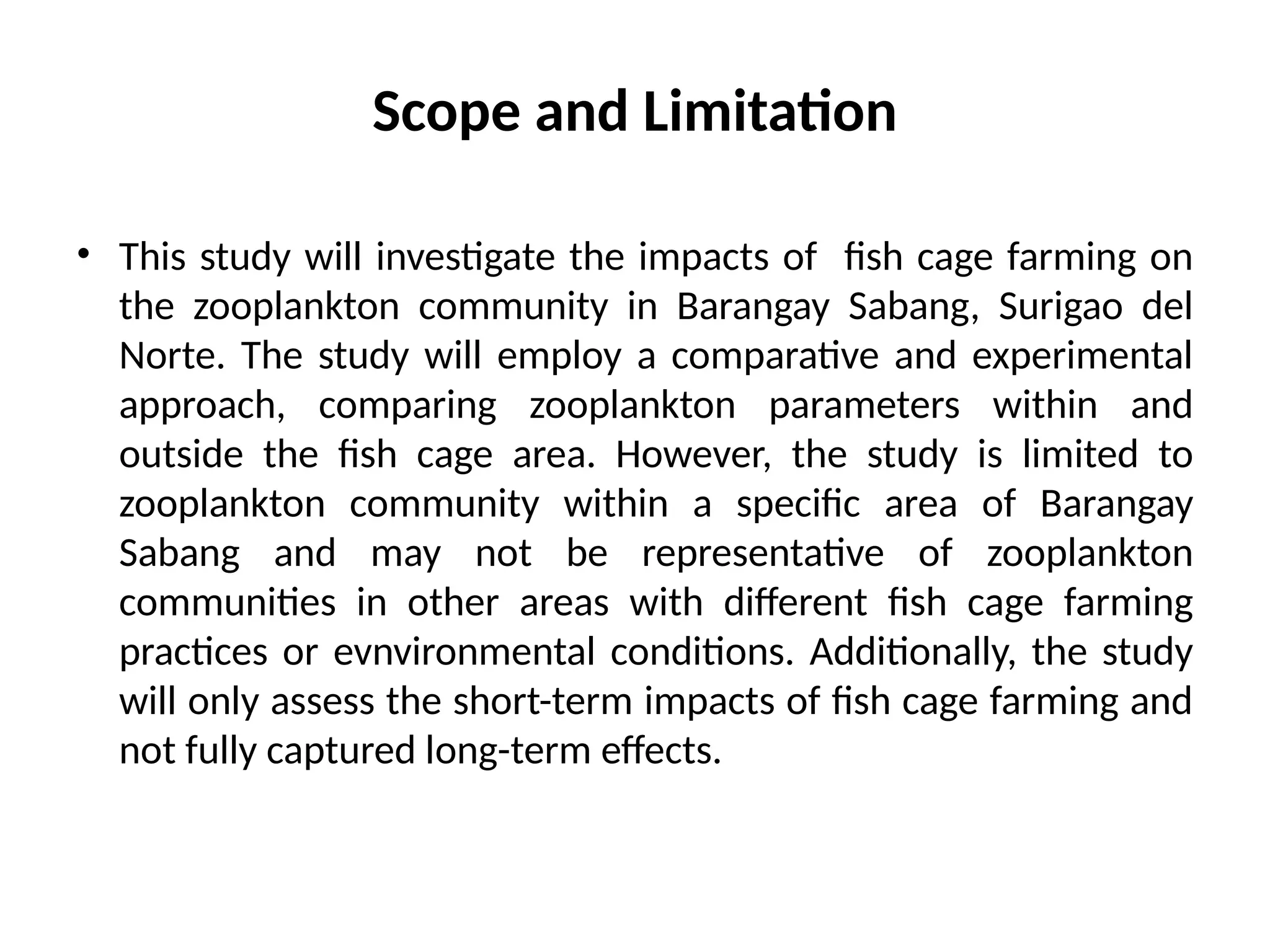 Impacts of fish cages/farming on the species composition | PPTX