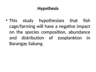 Impacts of fish cages/farming on the species composition | PPTX
