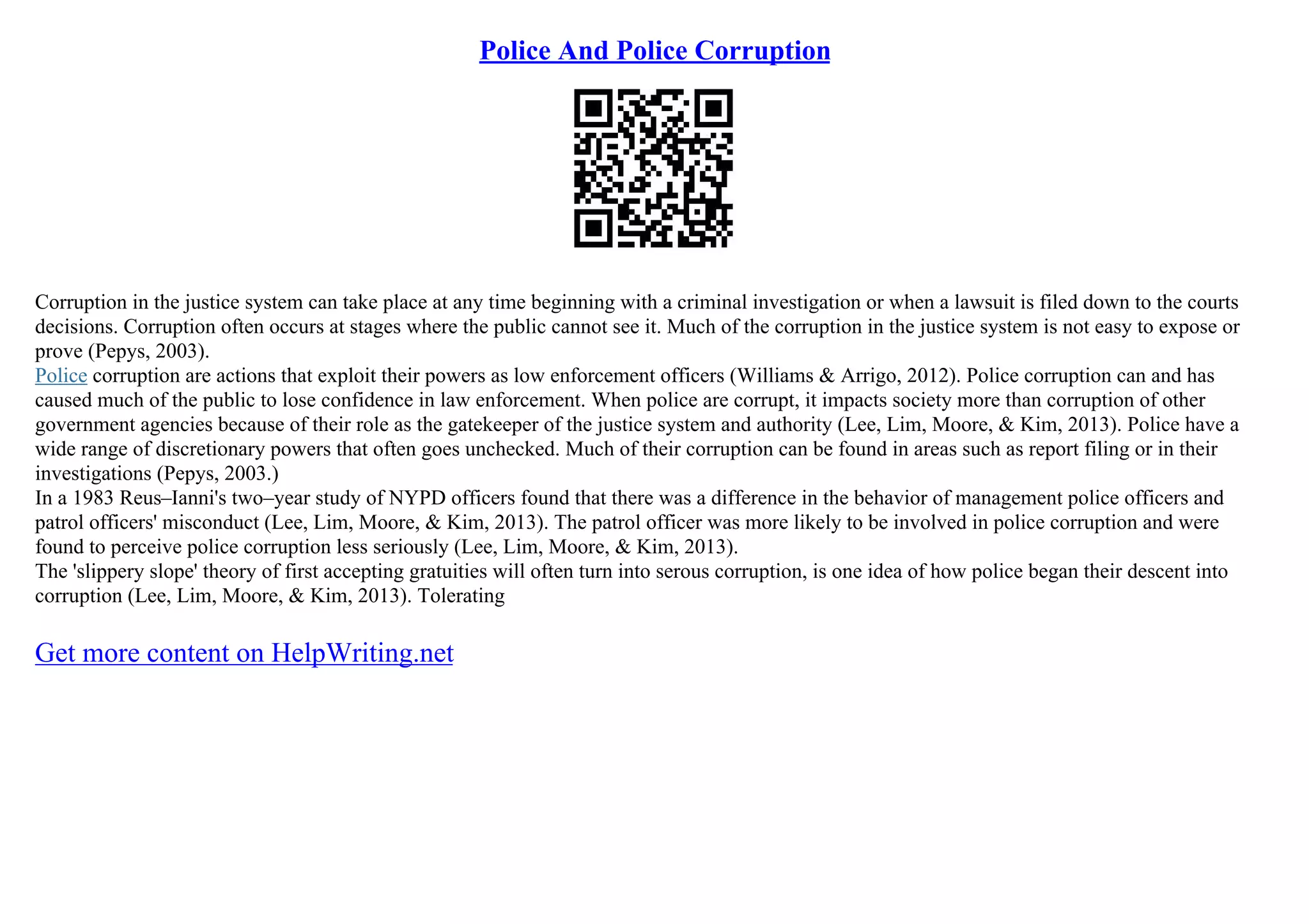 Police And Police Corruption | PDF | Crime & Harmful Acts to ...