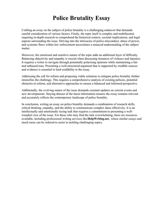 Police Brutality Essay. Purdue University Global | PDF