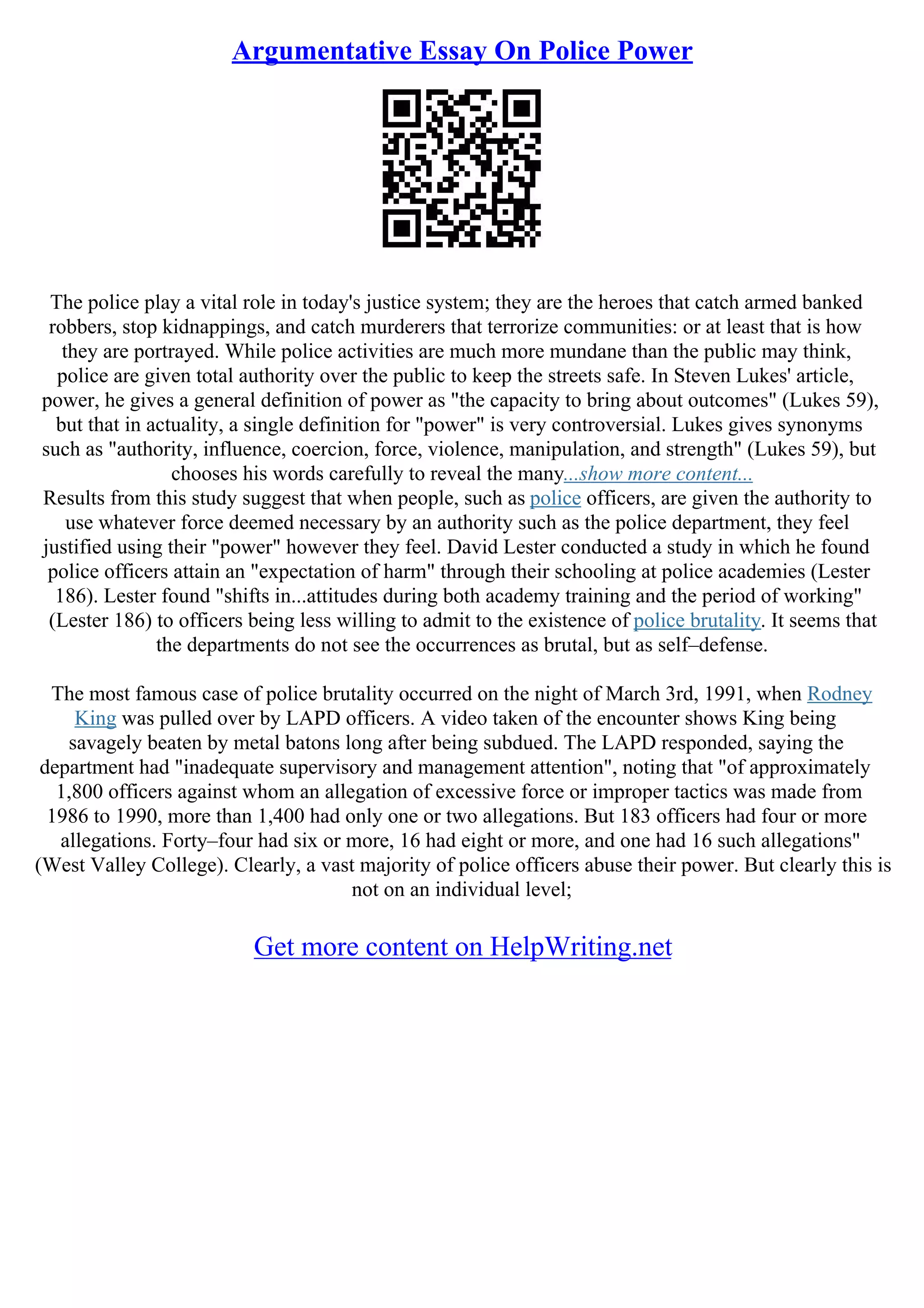 Police Brutality Essays | PDF