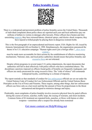 Police Brutality Essays | PDF
