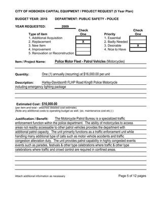 Police Capital Request | PDF