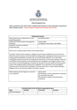 Police complaint 17 april 2020 - r | PDF | Law