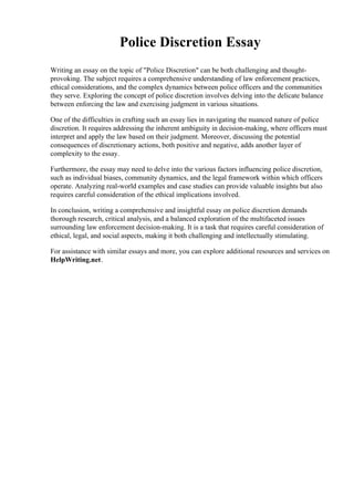 Police Discretion Essay | PDF