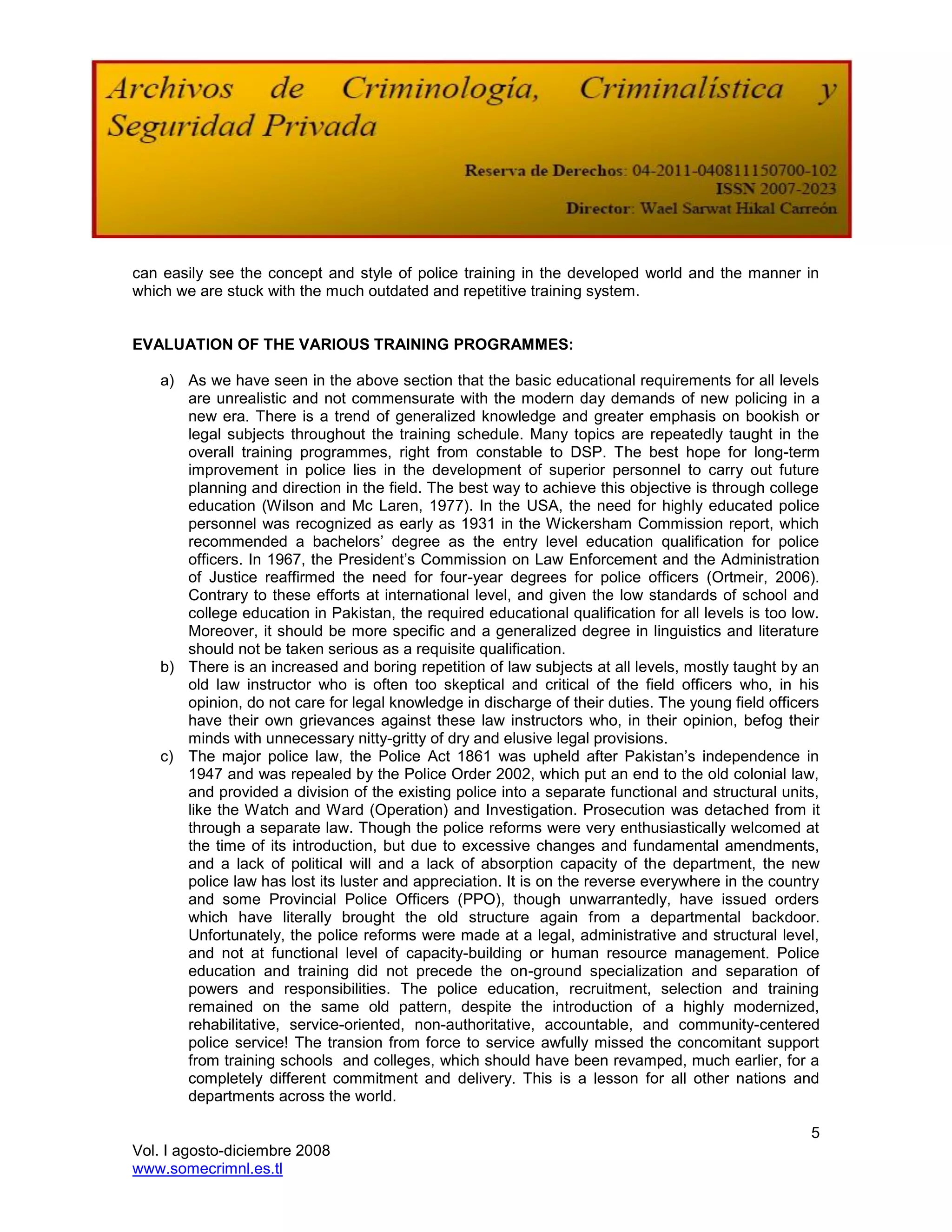 Police education and trainning in pakistan | PDF | Vocational Training ...