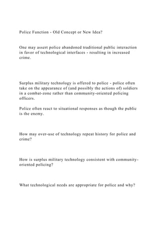 Police Function - Old Concept or New IdeaOne may assert pol.docx