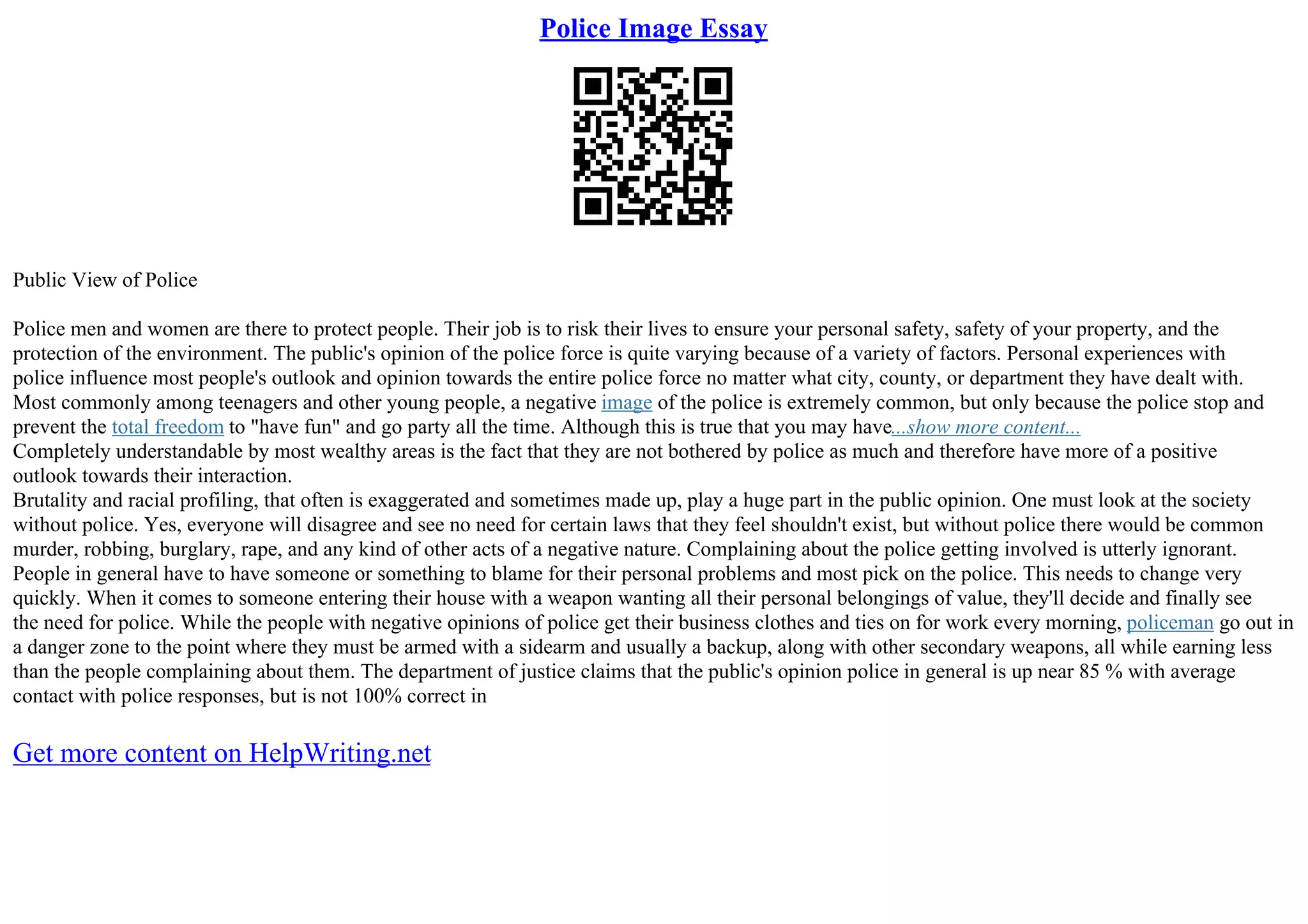Police Image Essay | PDF