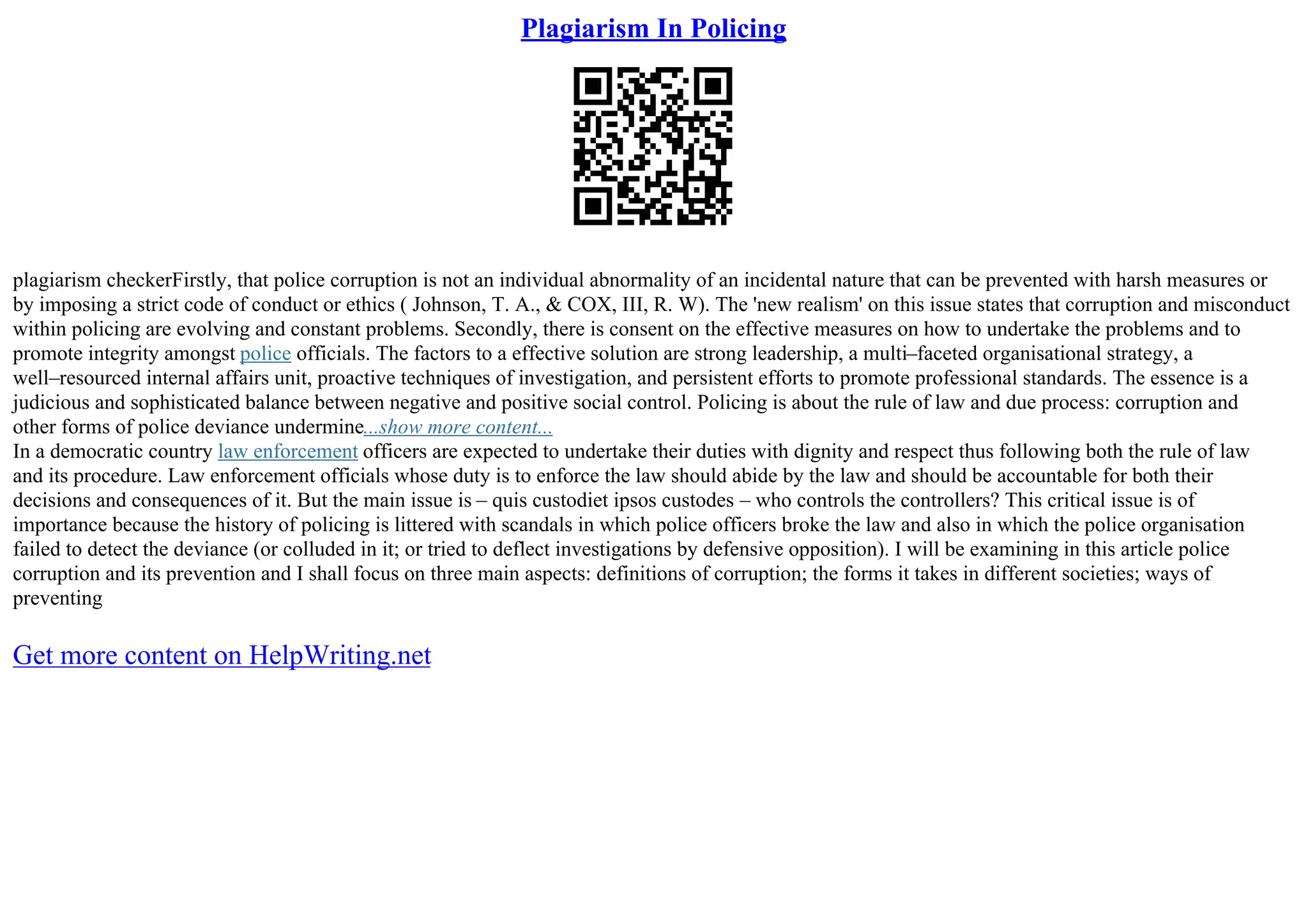 Police Image Essay | PDF
