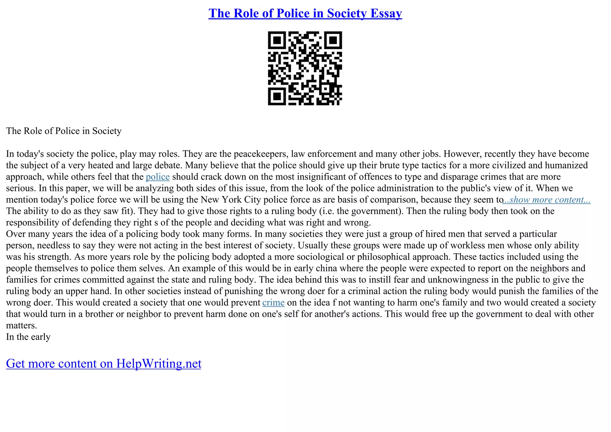 Police Image Essay | PDF