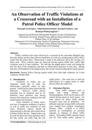 An Observation of Traffic Violations at a Crossroad with an ...
