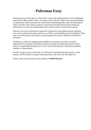 Policeman Essay | PDF
