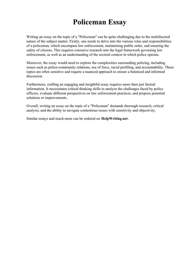 Policeman Essay | PDF