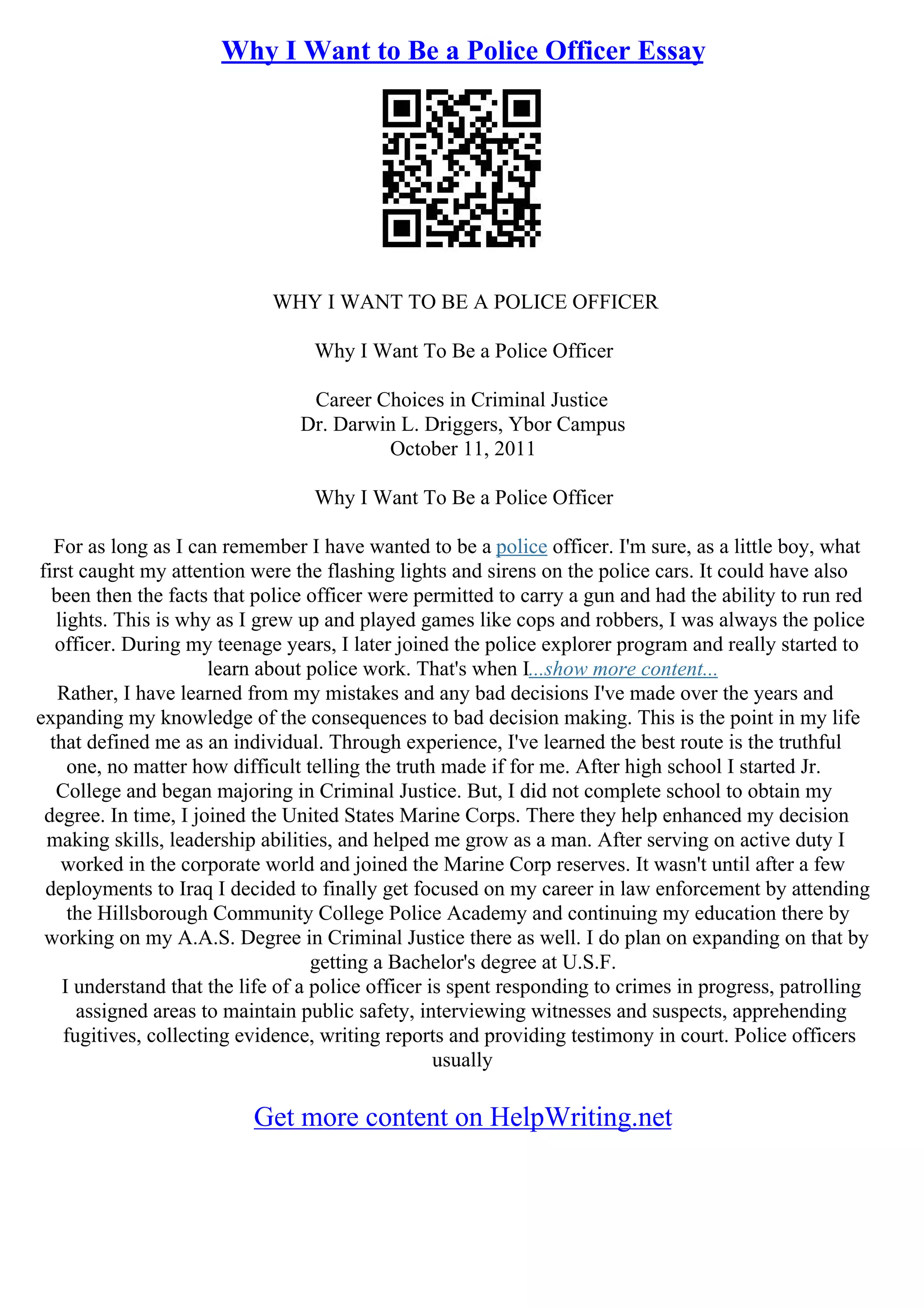 Police Officer Essay | PDF