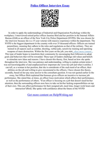 Police Officer Essay | PDF