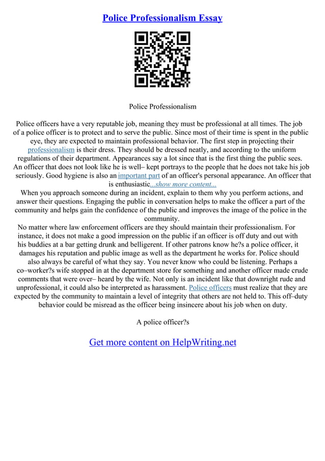 Police Officer Essay | PDF