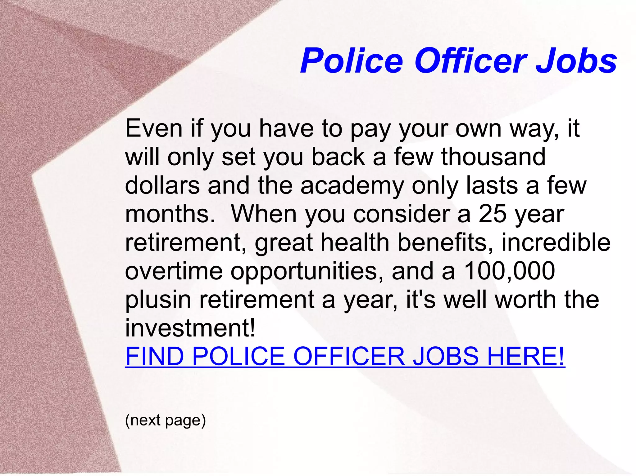 Police officer jobs | ODP