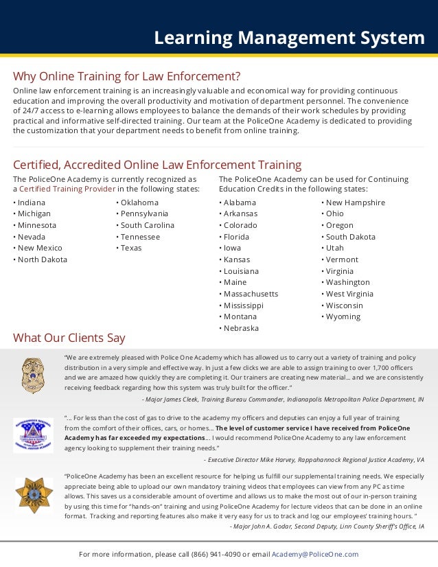 PoliceOne Academy Online Training & Learning Management System Brochu…