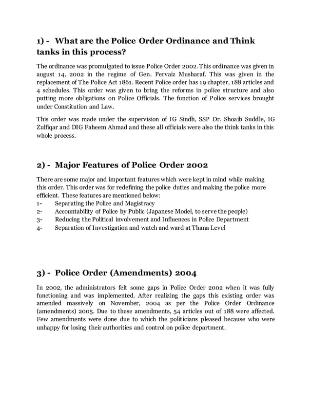 Police order pakistan | DOCX