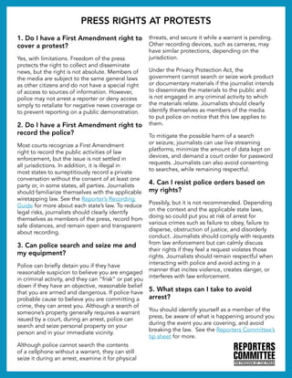 Police, Protesters, Press, 2020 | PDF | Law