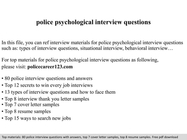 Police psychological interview questions | PPT
