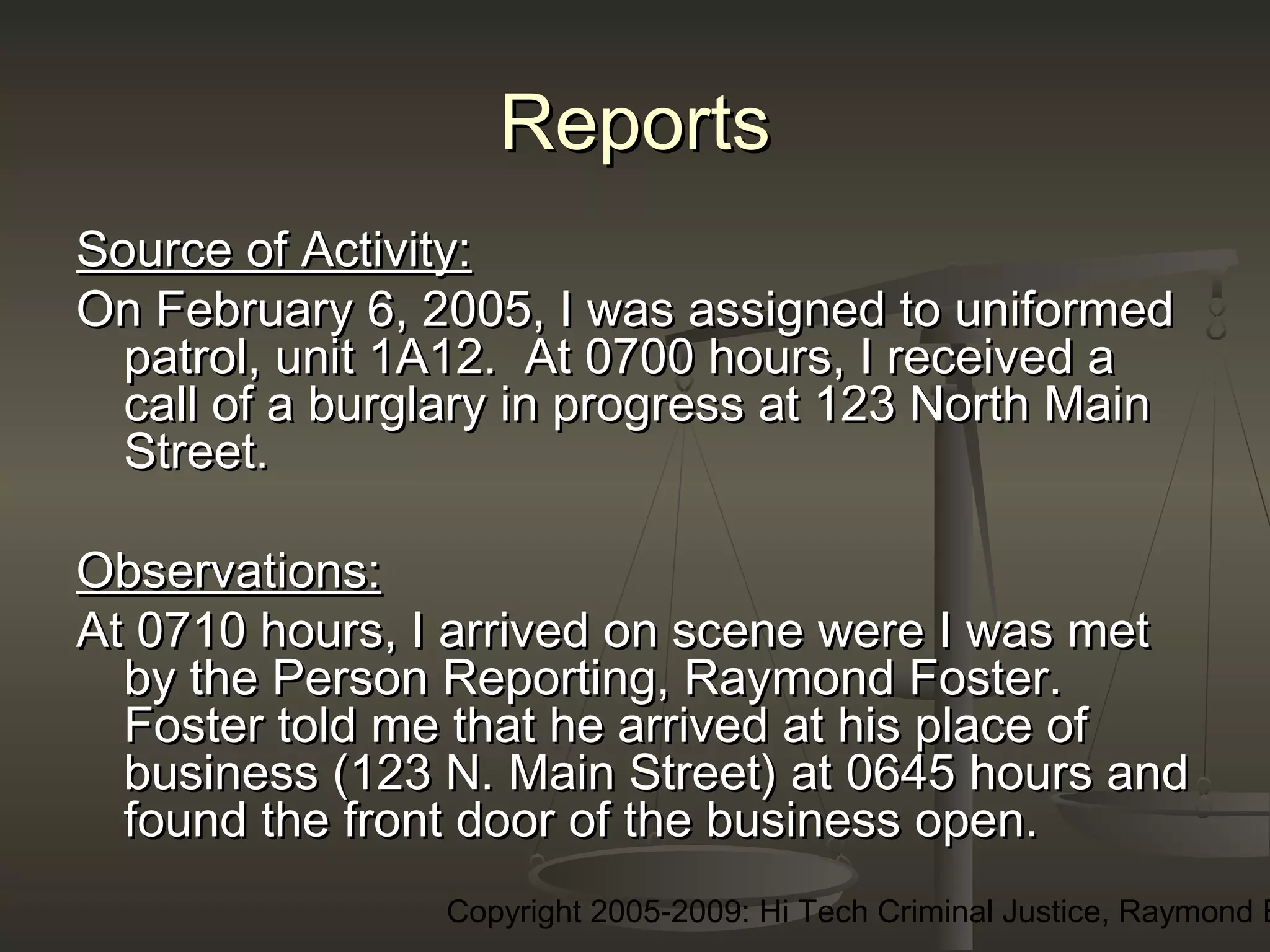 Police Report Writing | PPT