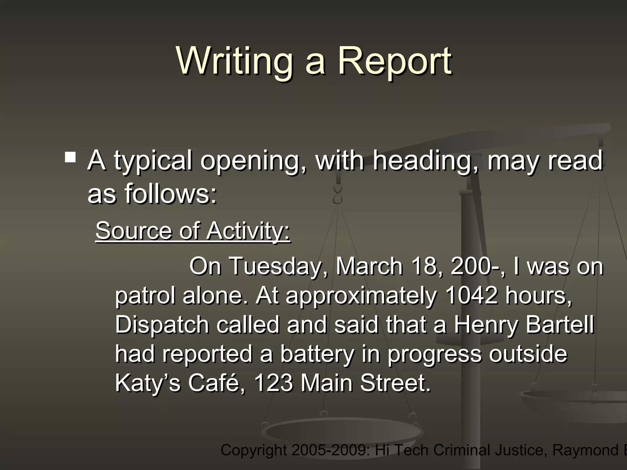 Police Report Writing | PPT