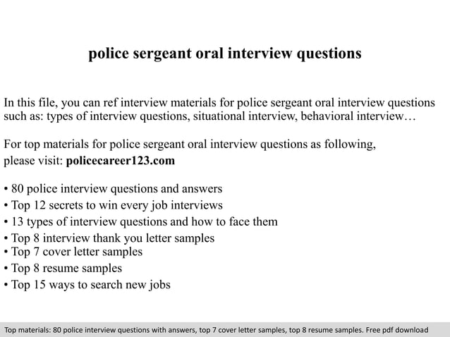 Police sergeant oral interview questions | PPT