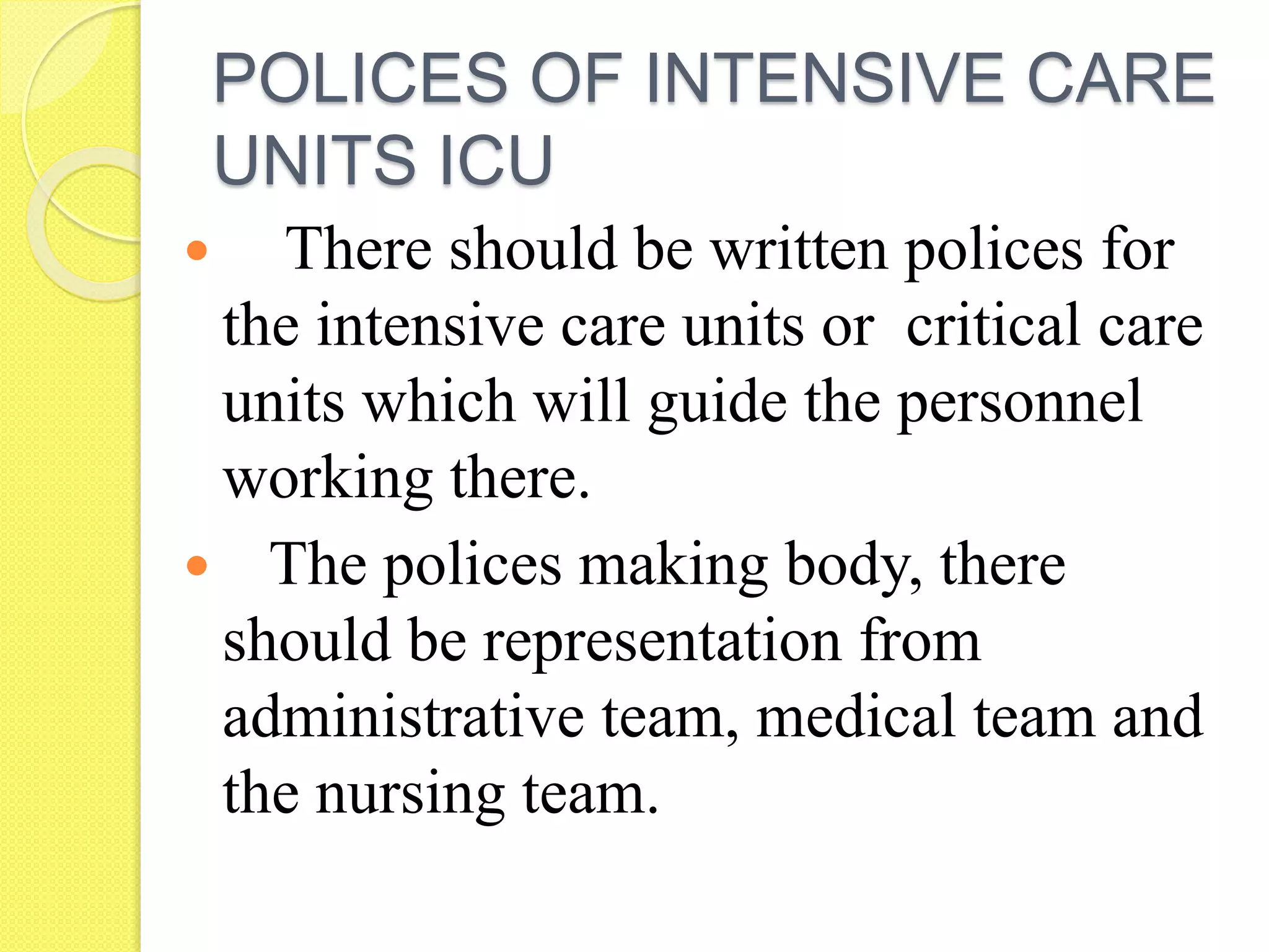 Polices for intensive care units / critical care units | PPTX