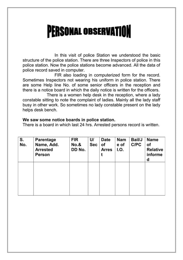 Police station report | DOC