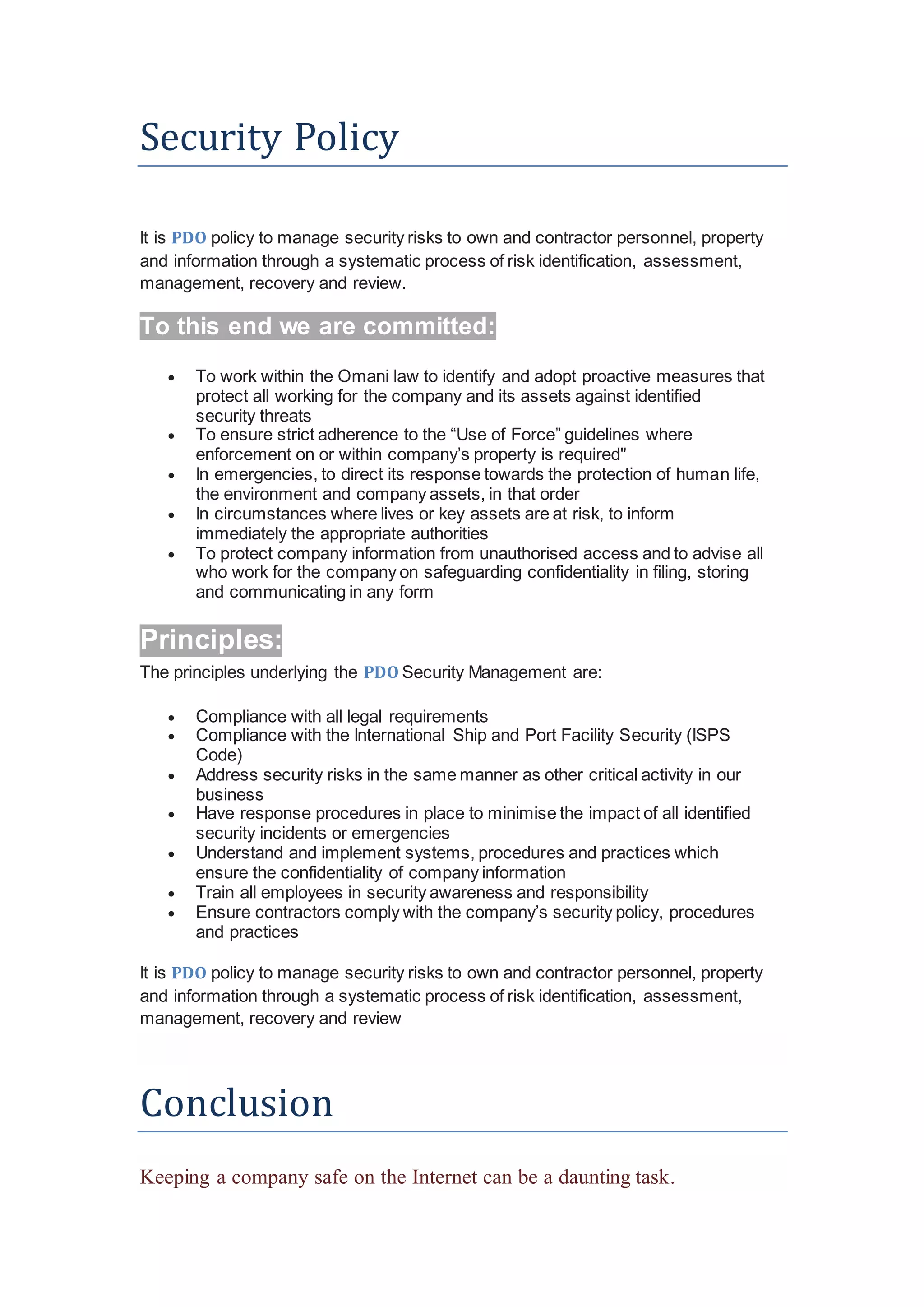 Policy for PDO | DOCX