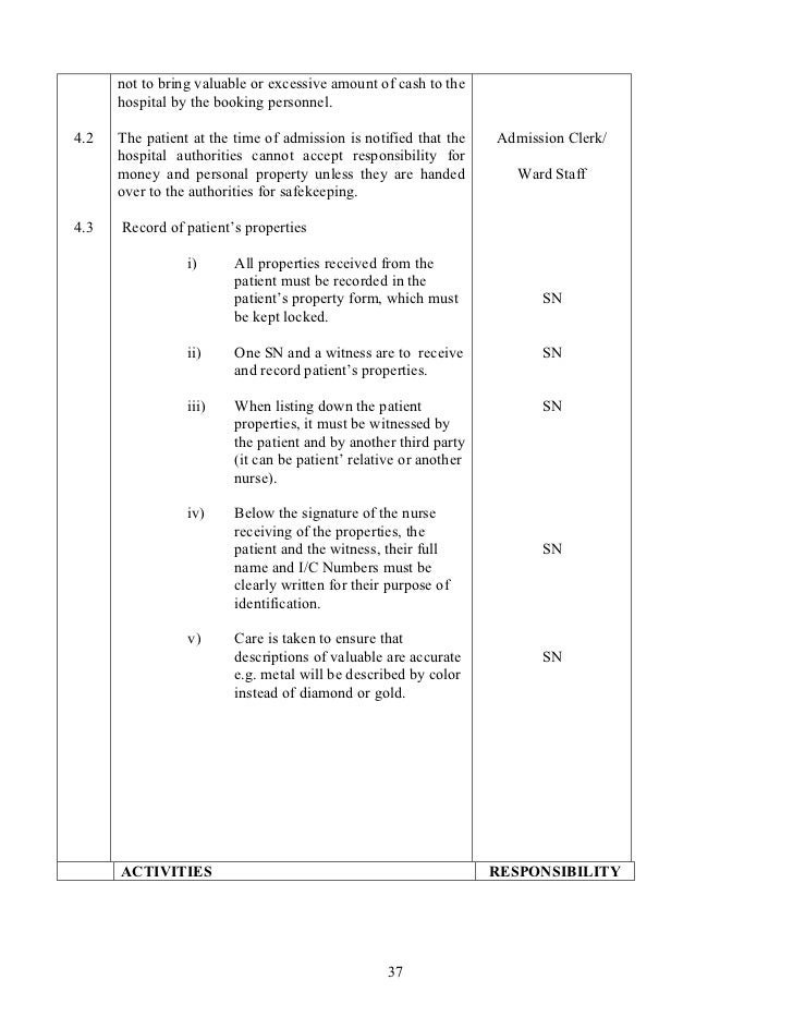 Policies and procedure nursing