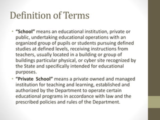 Policies for private schools | PPTX