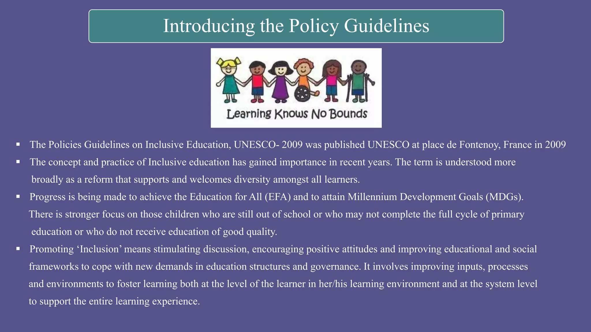 Policies Guidelines on Inclusive Education, UNESCO 2009 | PDF