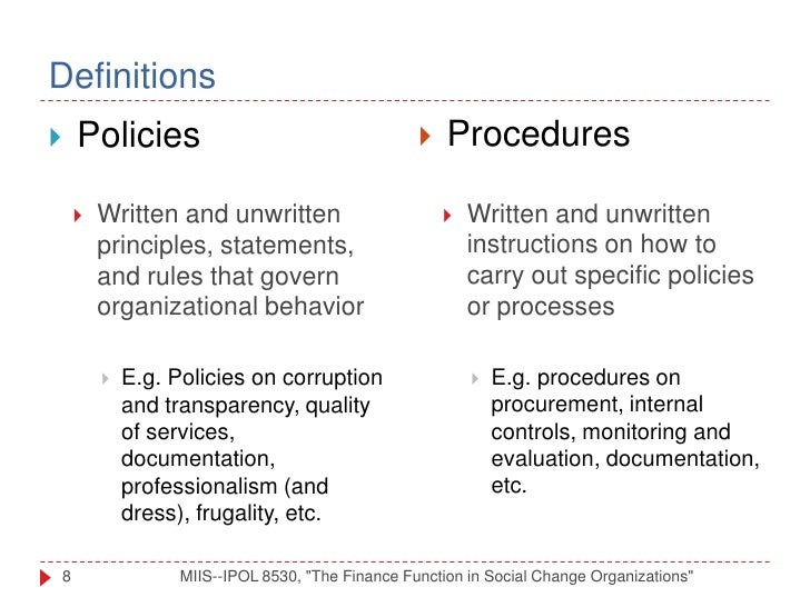 1 of 2--Policies & Procedures Intro to Internal Controls Sp 2010