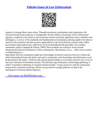 Policing Issues In Law Enforcement | PDF
