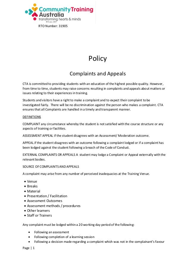 Complaints Policy Template - prntbl.concejomunicipaldechinu.gov.co