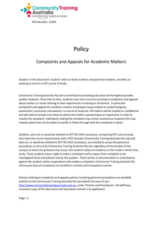 Policy 018-complaints-and-appeals-for-academic-matters | PDF ...