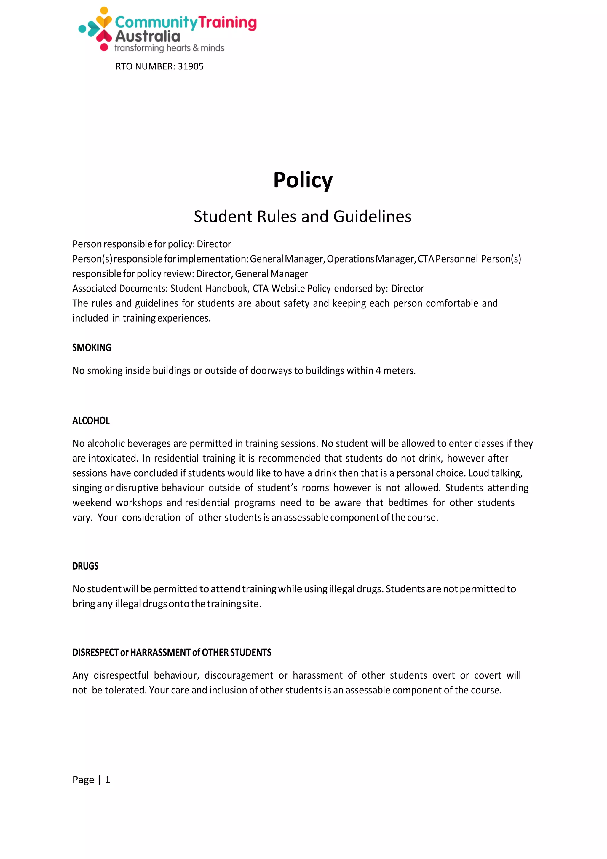 Policy 026-student-rules-and-guidelines | PDF | Alcoholic Beverages ...