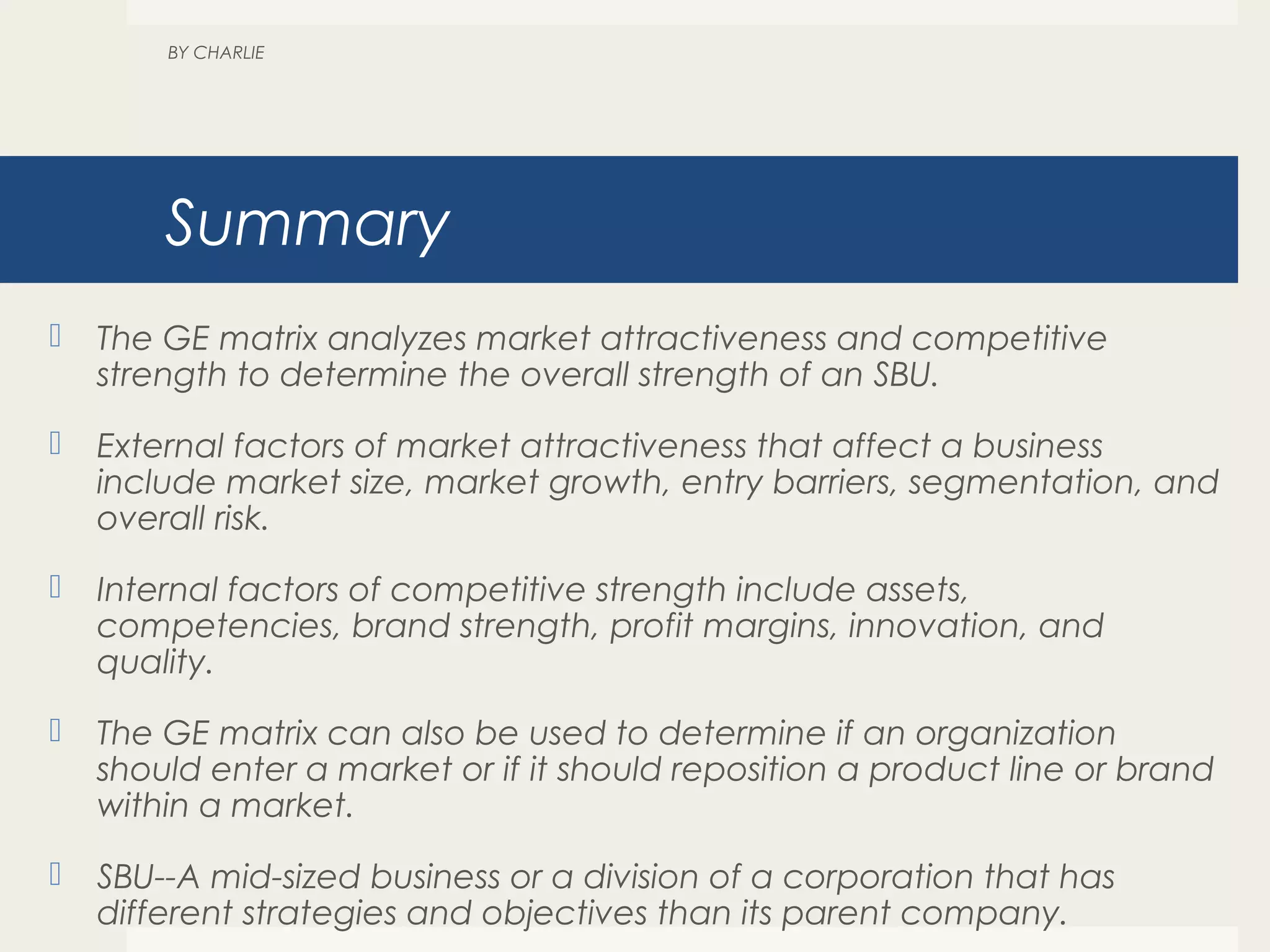 GE MULTIFACTOR ANALYSIS | PPT