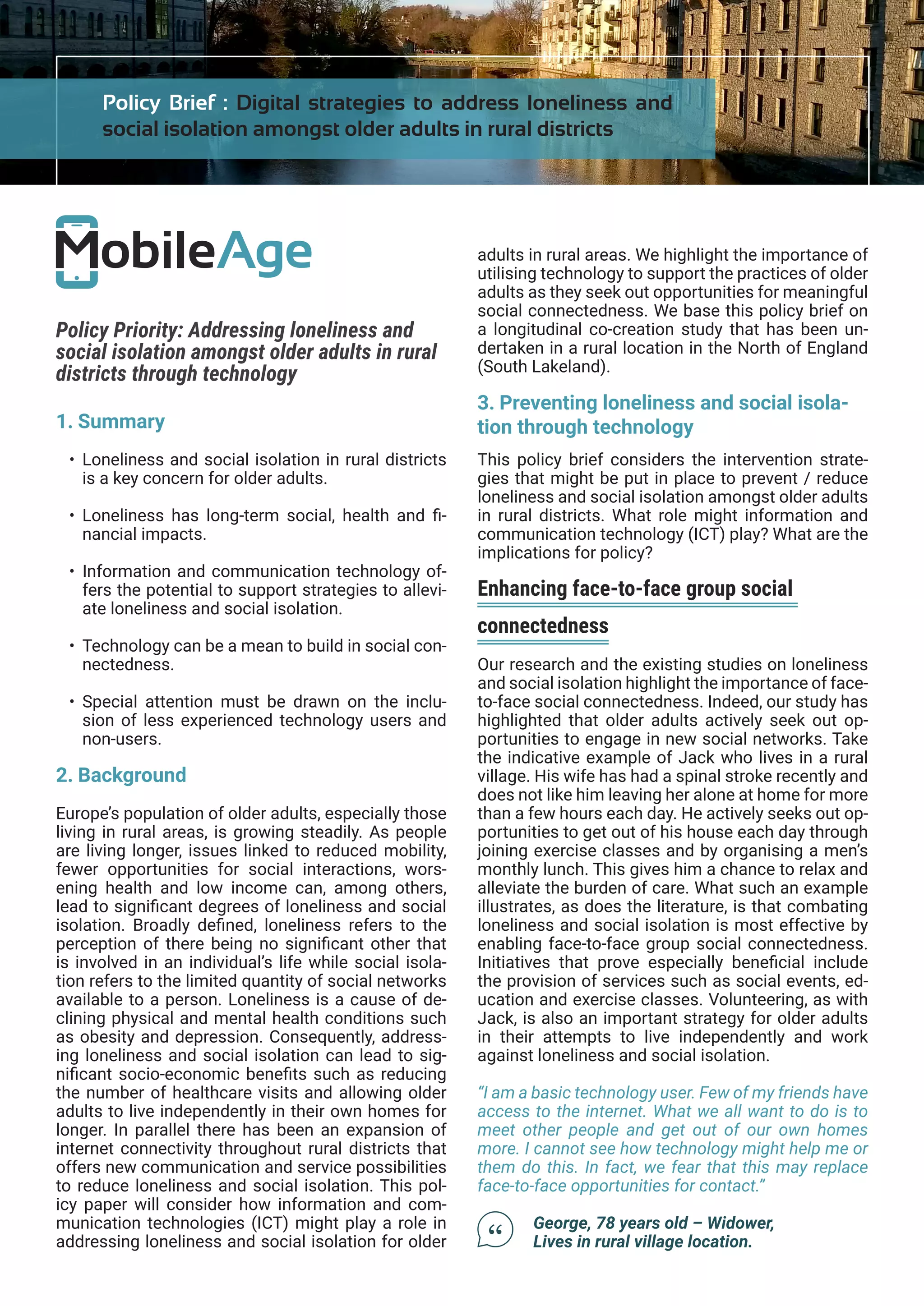 Policy Brief : Digital strategies to address loneliness and social ...