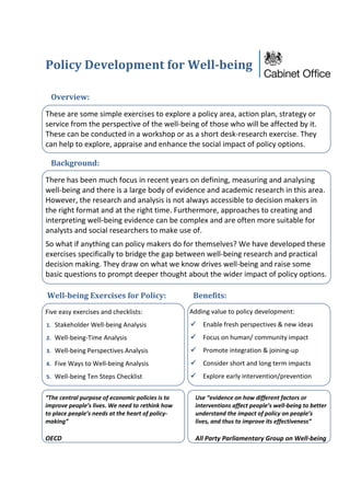 Policy Development For Well-Being Tool from the UK Government | PDF
