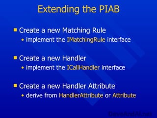 Policy Injection in ASP.NET using Enterprise Library 3.0 | PPT